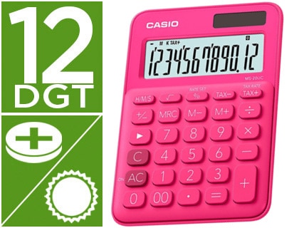 CASIO CALCULATOR 12 DIGITS ITALIAN PINK - Merlin Library - Online Bookshop